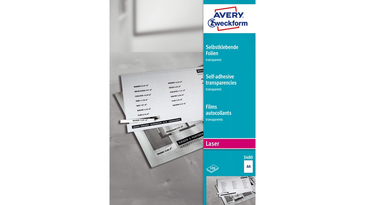 Avery Zweckform 3480 Transparente, selbstklebende Folien, A4