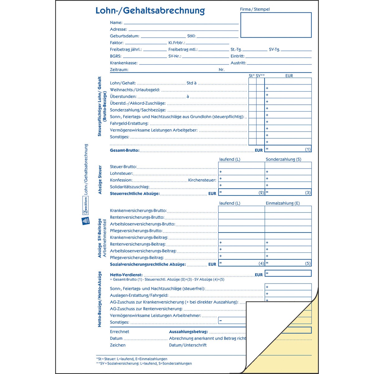 Avery Zweckform 1754 Lohn/Gehaltsabrechnung, selbstdurchschreibend, A5