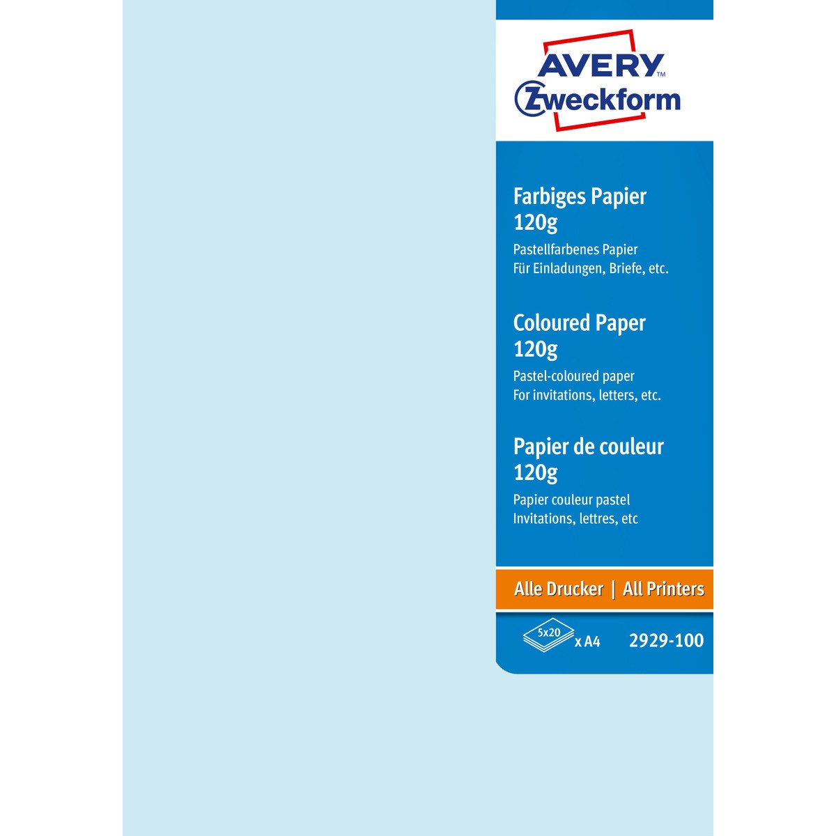 Avery Zweckform 2929-100 Farbiges Papier, A4, 120 g, matt, mint