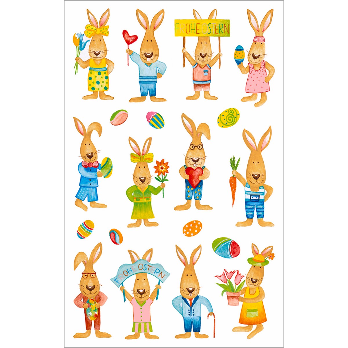 Z-Design 39156 Papier Sticker "Osterhasen"