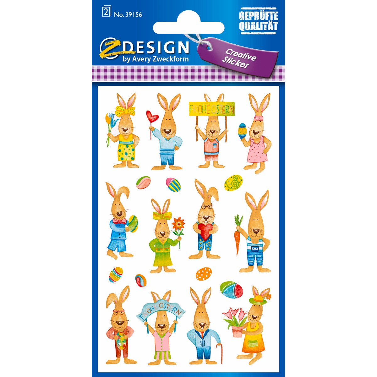 Z-Design 39156 Papier Sticker "Osterhasen"