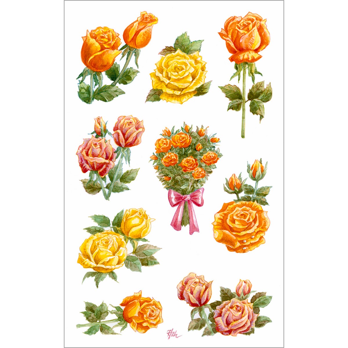 Z-Design 54482 Papier Sticker "Rosen"