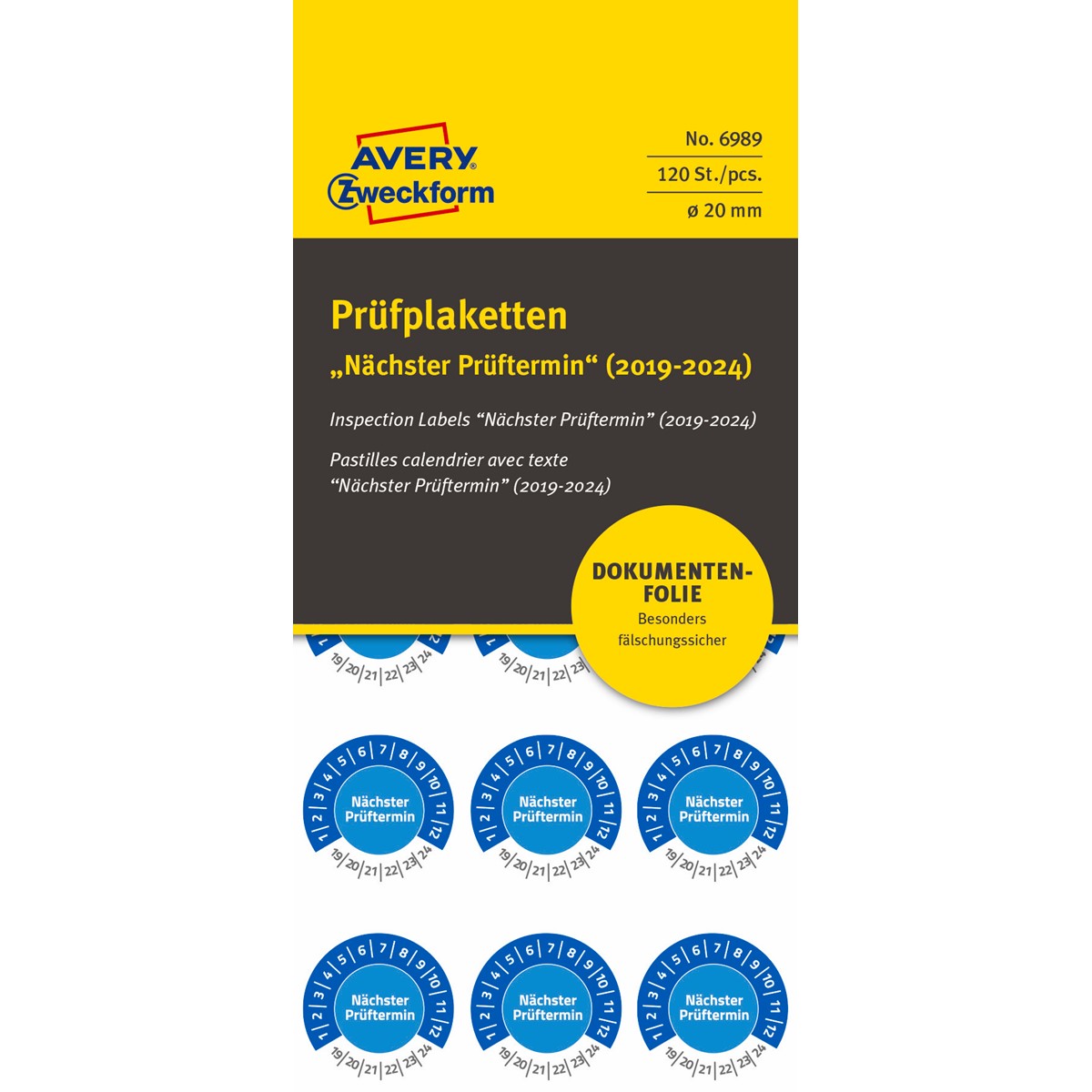 Avery Zweckform 6989 Prüfplaketten "Nächster Prüftermin", blau