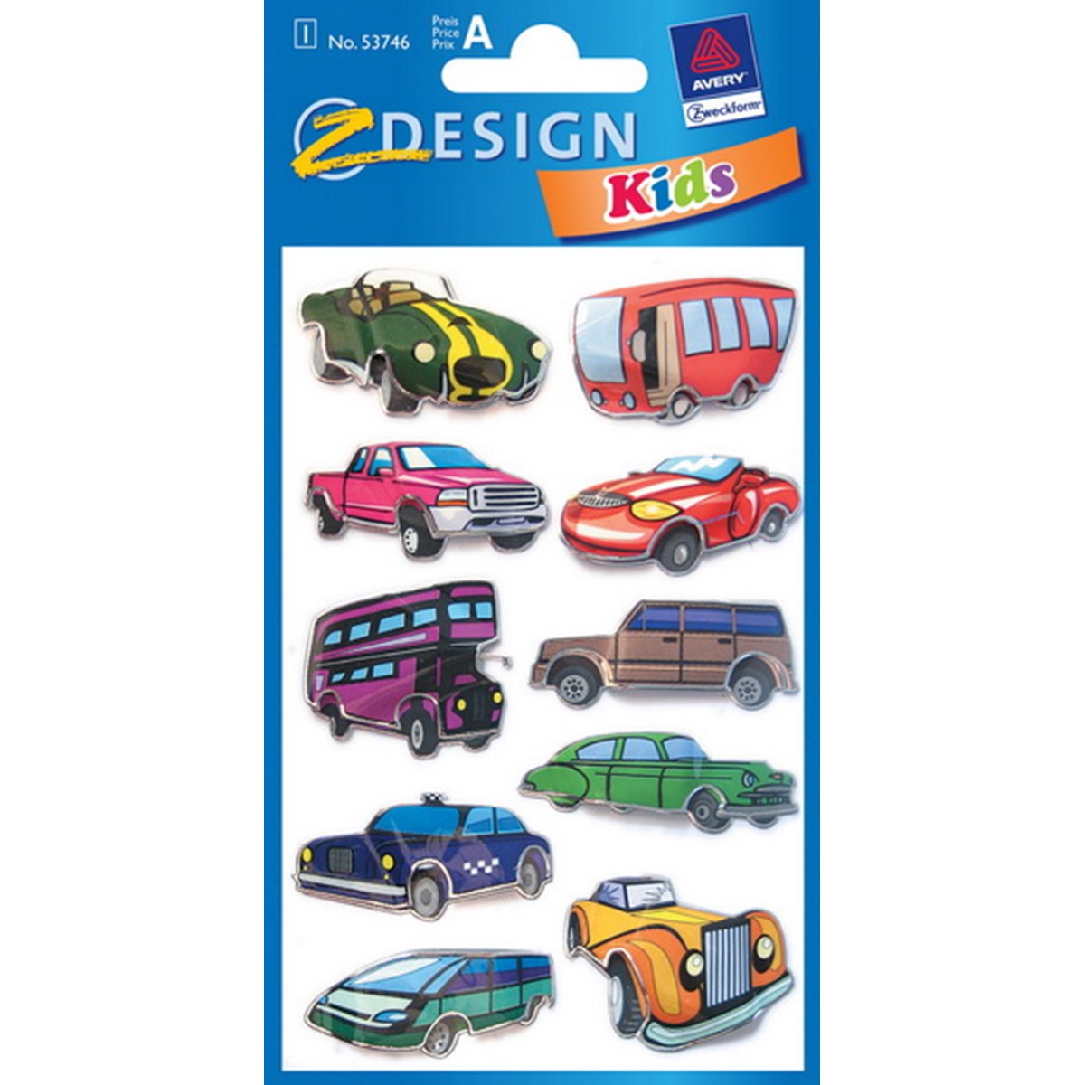 Z-Design 53746 3D Sticker "versch. Autos", 3D Effekt