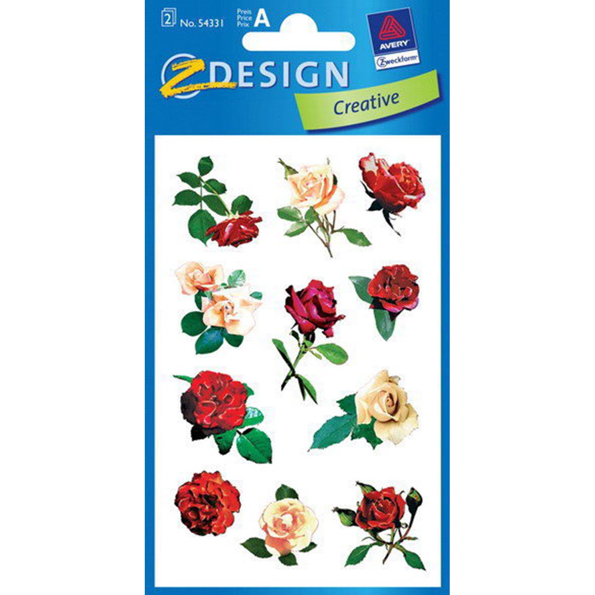 Z-Design 54331 Papier Sticker "Rosen", glitzernd