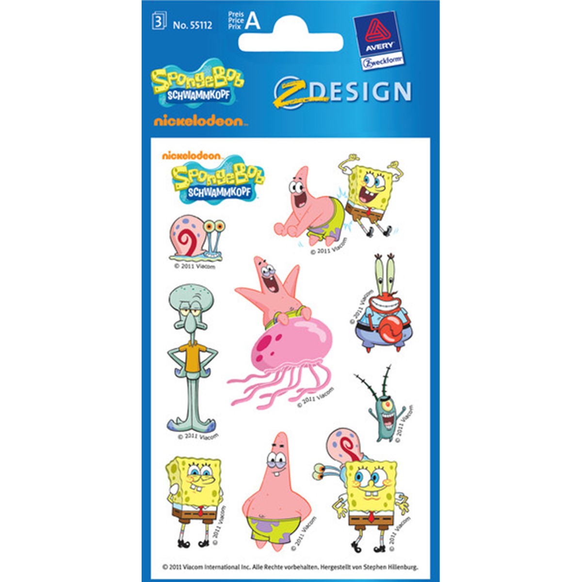 Z-Design 55112 Papier Sticker SpongeBob Freunde