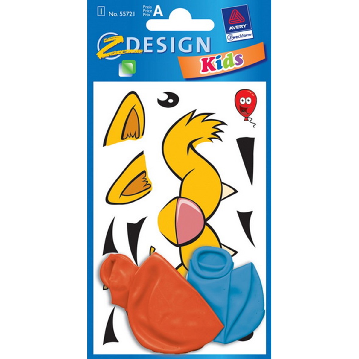 Z-Design 55721 Luftballon Gesichter Sticker Kater + 2 Luftballons