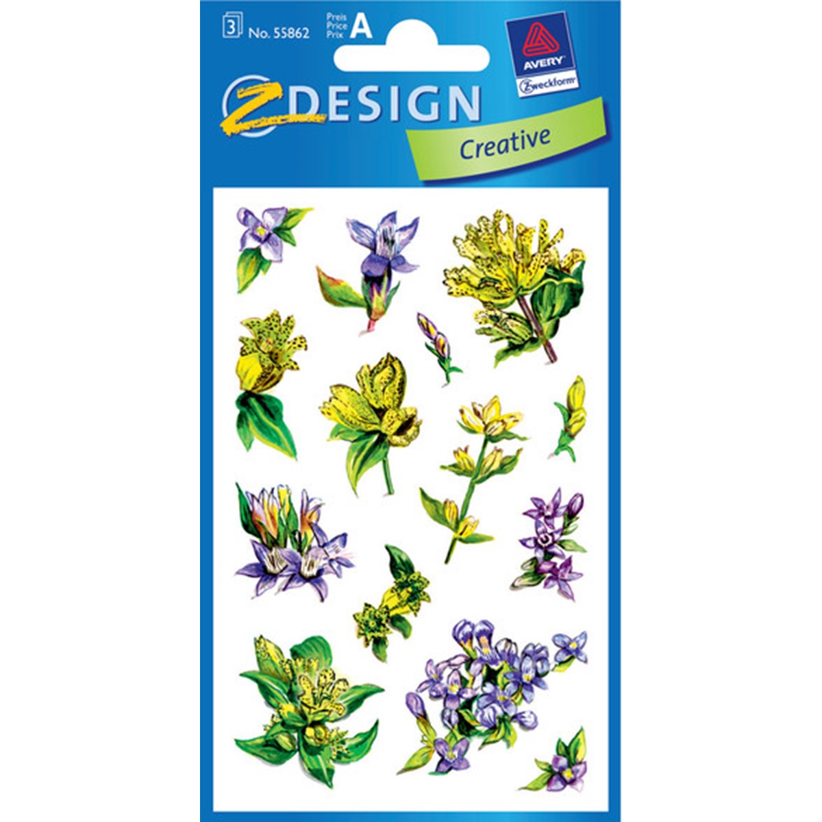 Z-Design 55862 Blumen Sticker, Enzian gemischt