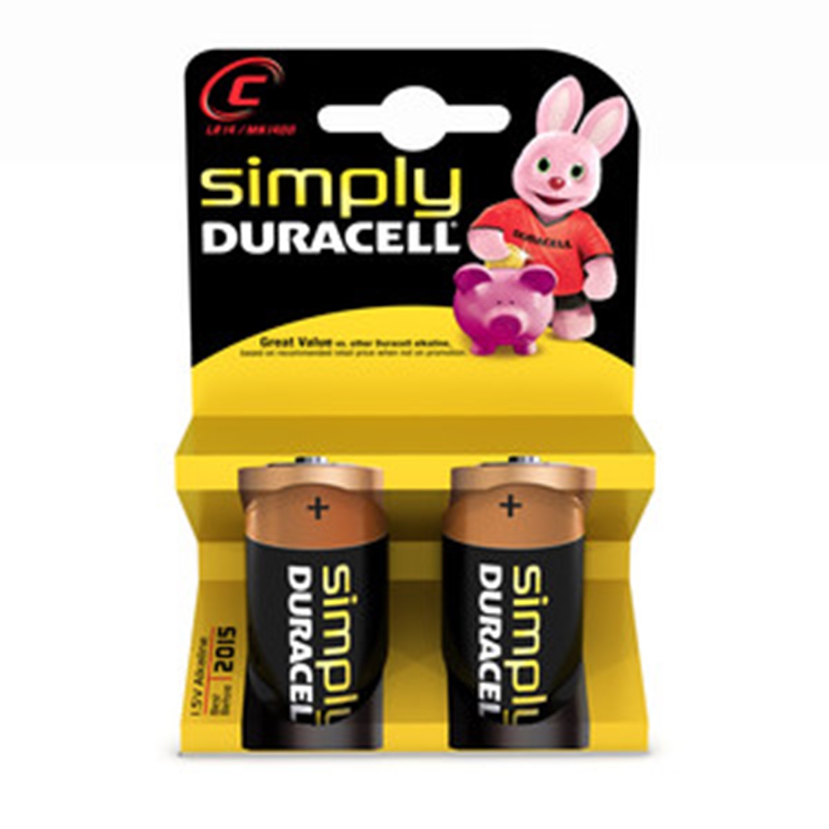 Duracell DUR005693 Simply Alkaline Batterien, C, 2er Pack